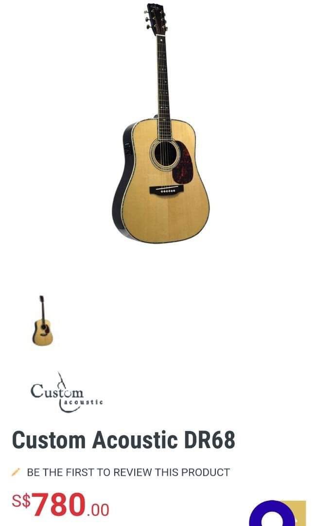 Custom Acoustic Guitar DR68, Hobbies & Toys, Music & Media, Musical ...