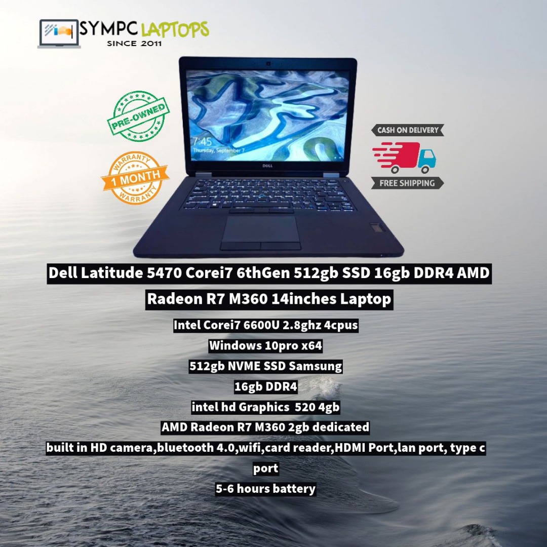 Dell Latitude 5470 Corei7 6thGen 512gb SSD 16gb DDR4 AMD Radeon R7 M360 ...