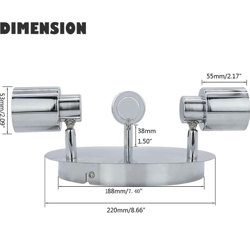 DLLT Modern 3-Light Multi-Directional Ceiling Fixture, Adjustable Round ...