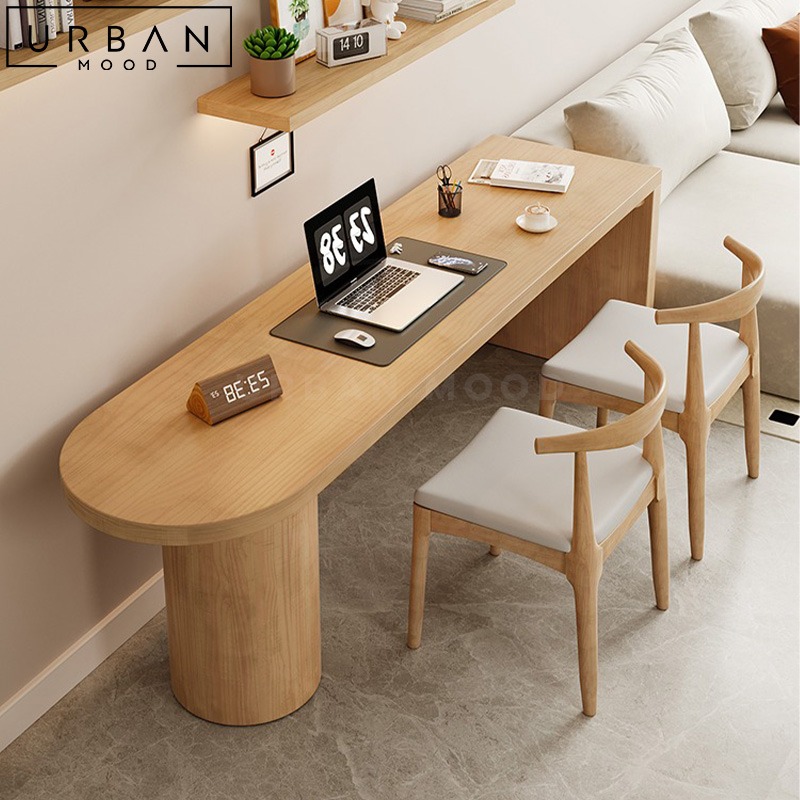 ETHNA Japandi Solid Wood Study Table, Furniture & Home Living ...