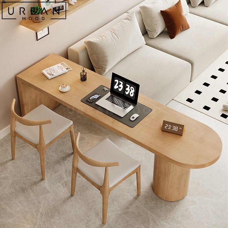 ETHNA Japandi Solid Wood Study Table, Furniture & Home Living ...