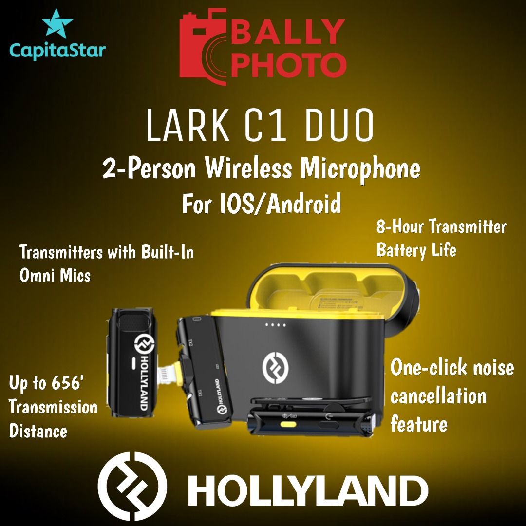 Hollyland LARK C1 DUO 2-Person Wireless Microphone System for IOS Lightning Connector & Android ...