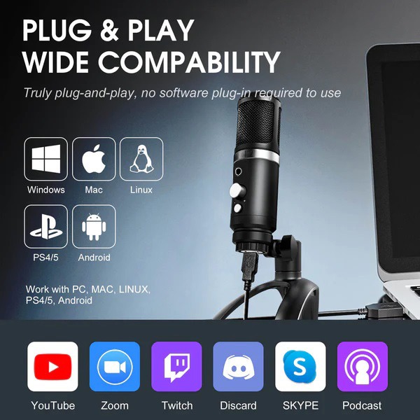 [iDS] USB Microphone / USB Cardioid Condenser Microphone / Podcast ...
