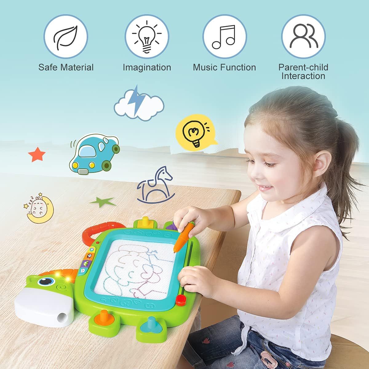 KaeKid Magnetic Drawing Board for Kids, Educational Writing and ...