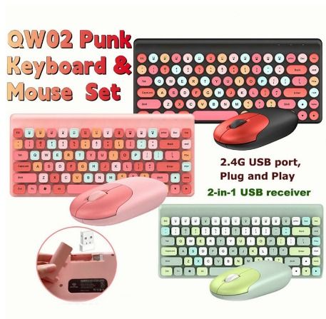 Keyboard Mouse Set QW02 Punk keyboard 2.4G Wireless Mechanical Keyboard ...