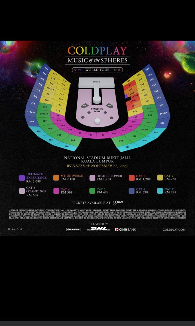 KL Coldplay Cat 6 Tickets, Tickets & Vouchers, Event Tickets on Carousell