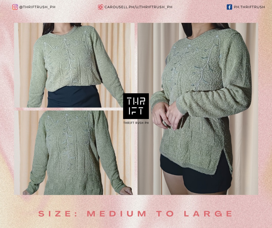 Knitted Korean Sweater in Green Best Korean Trend, Women's Fashion ...