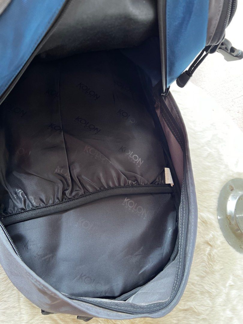 Kolon Sport Padded Backpack in Gray with blue details, Men's Fashion ...