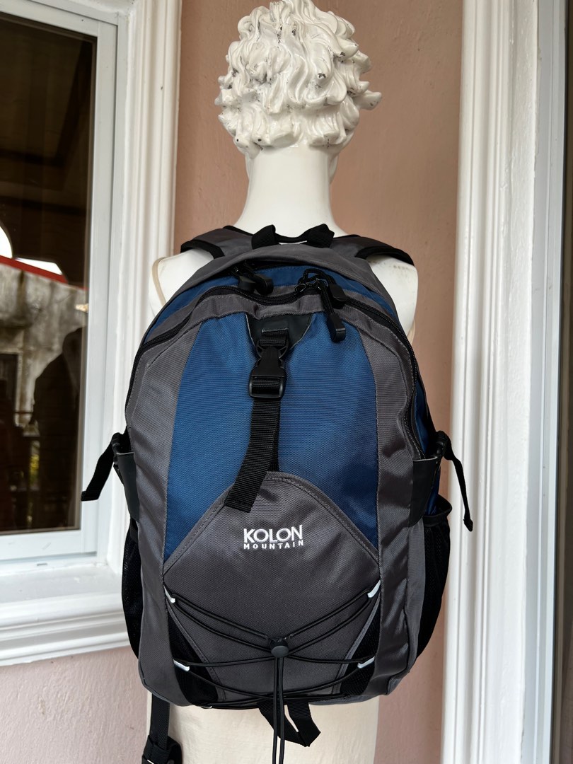 Kolon Sport Padded Backpack in Gray with blue details, Men's Fashion ...