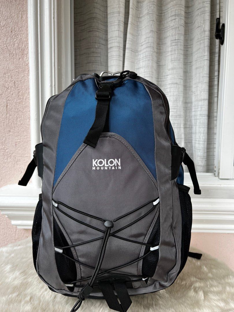Kolon Sport Padded Backpack in Gray with blue details, Men's Fashion ...