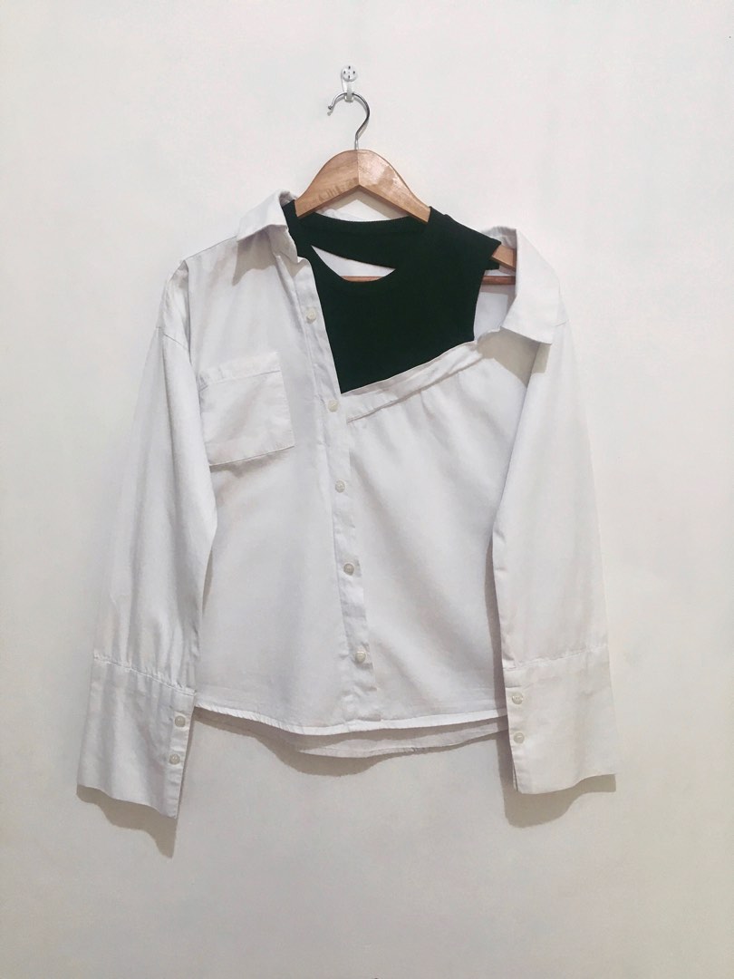 Korean stylish shirt with built-in inner, Women's Fashion, Tops, Others ...