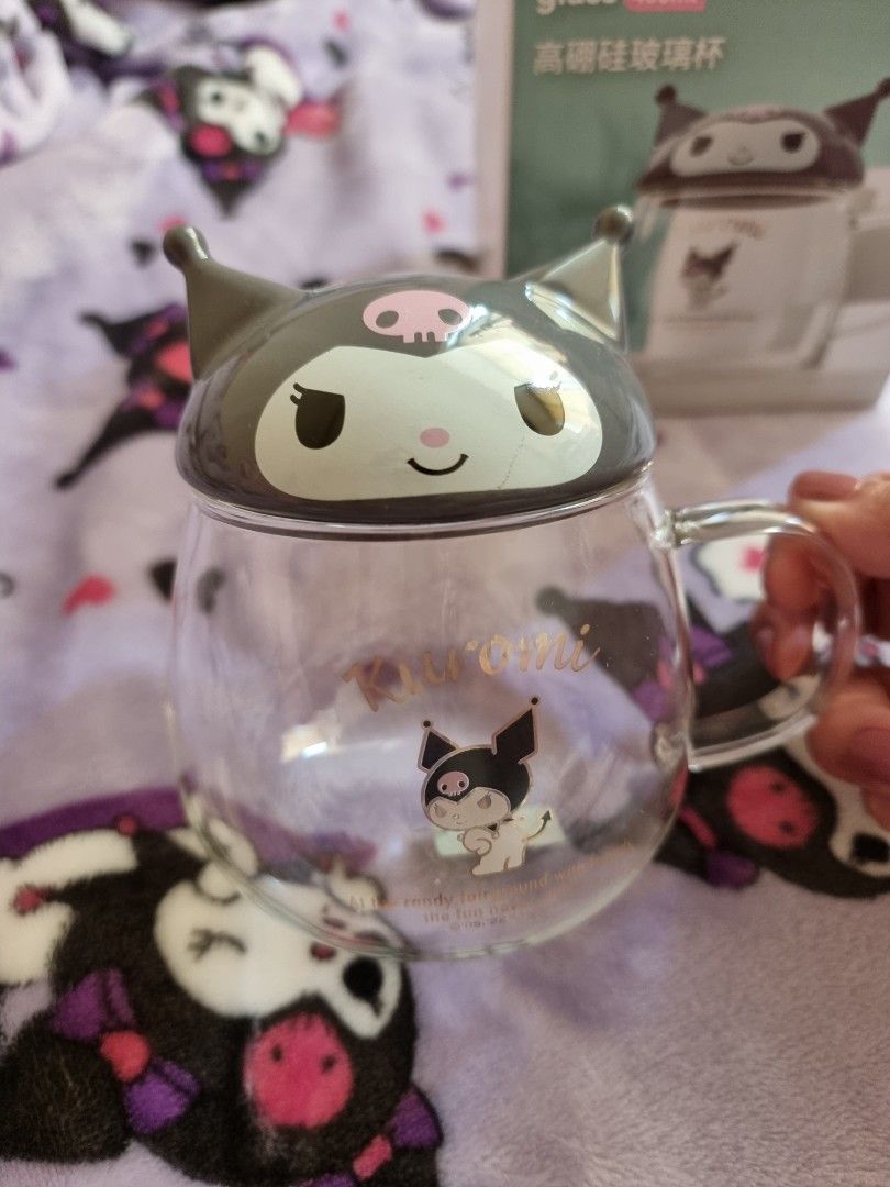 Kuromi Transparent Glass with 3D Lid, Furniture & Home Living ...