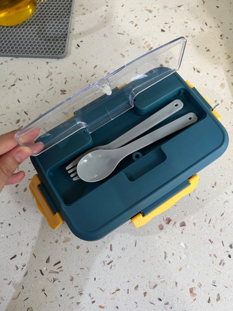 Lunch box bento box with spoon and fork, Furniture & Home Living ...