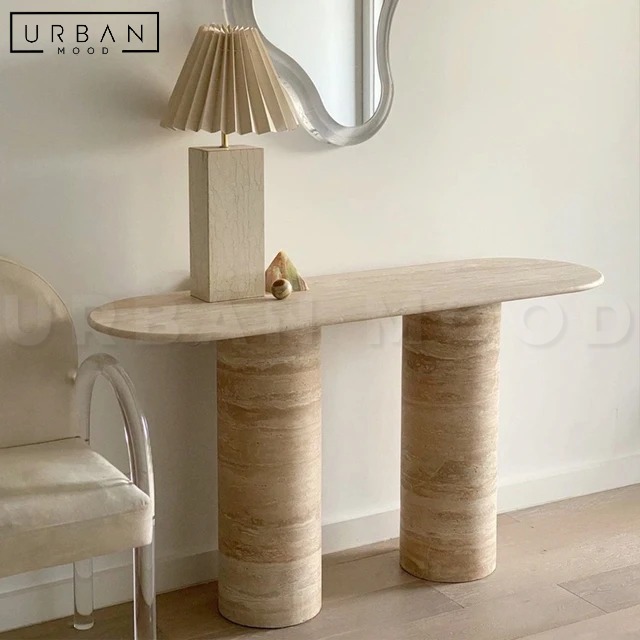 MATTEO Modern Travertine Console Table, Furniture & Home Living, Furniture, Tables & Sets on ...