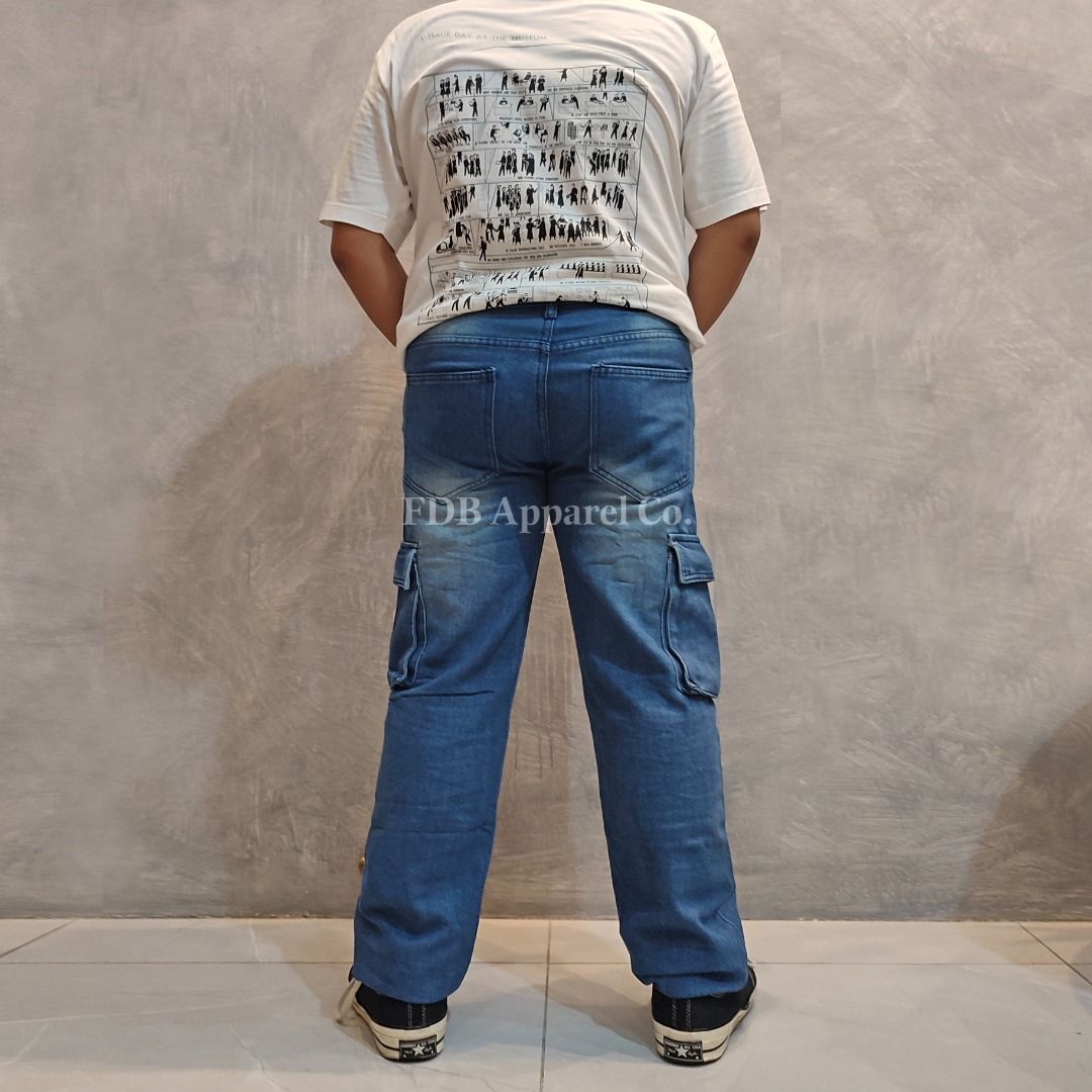 Mens Korean Fashion Streetwear Aesthetic Washed Denim Blue Maong ...