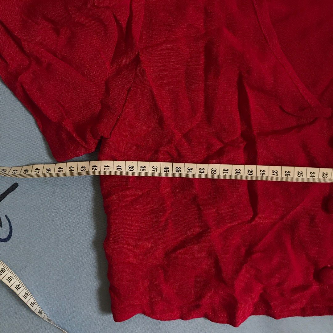 Modern Filipiniana Cropped Puff sleeves blouse cherry red crop top ...