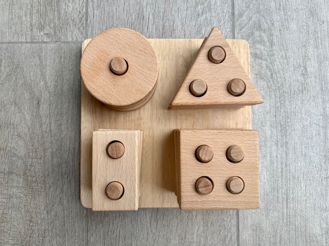 Montessori wooden shape sorting board, Babies & Kids, Infant Playtime ...