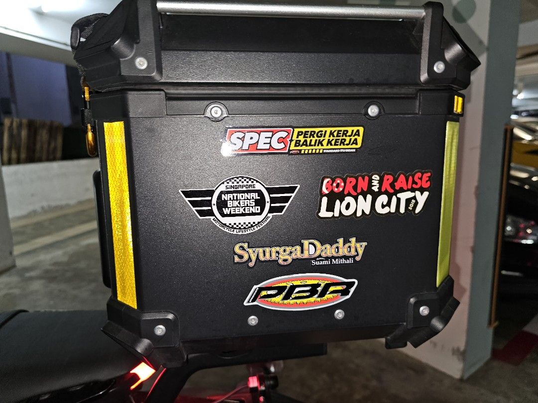 Motec Motorcycle Box 45L with Stickers., Motorcycles, Motorcycle ...