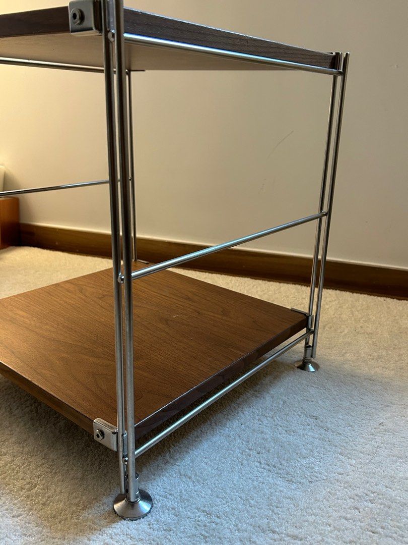 Muji wood and steel bedside table / storage shelf, 傢俬＆家居, 傢俬, 桌子 ...