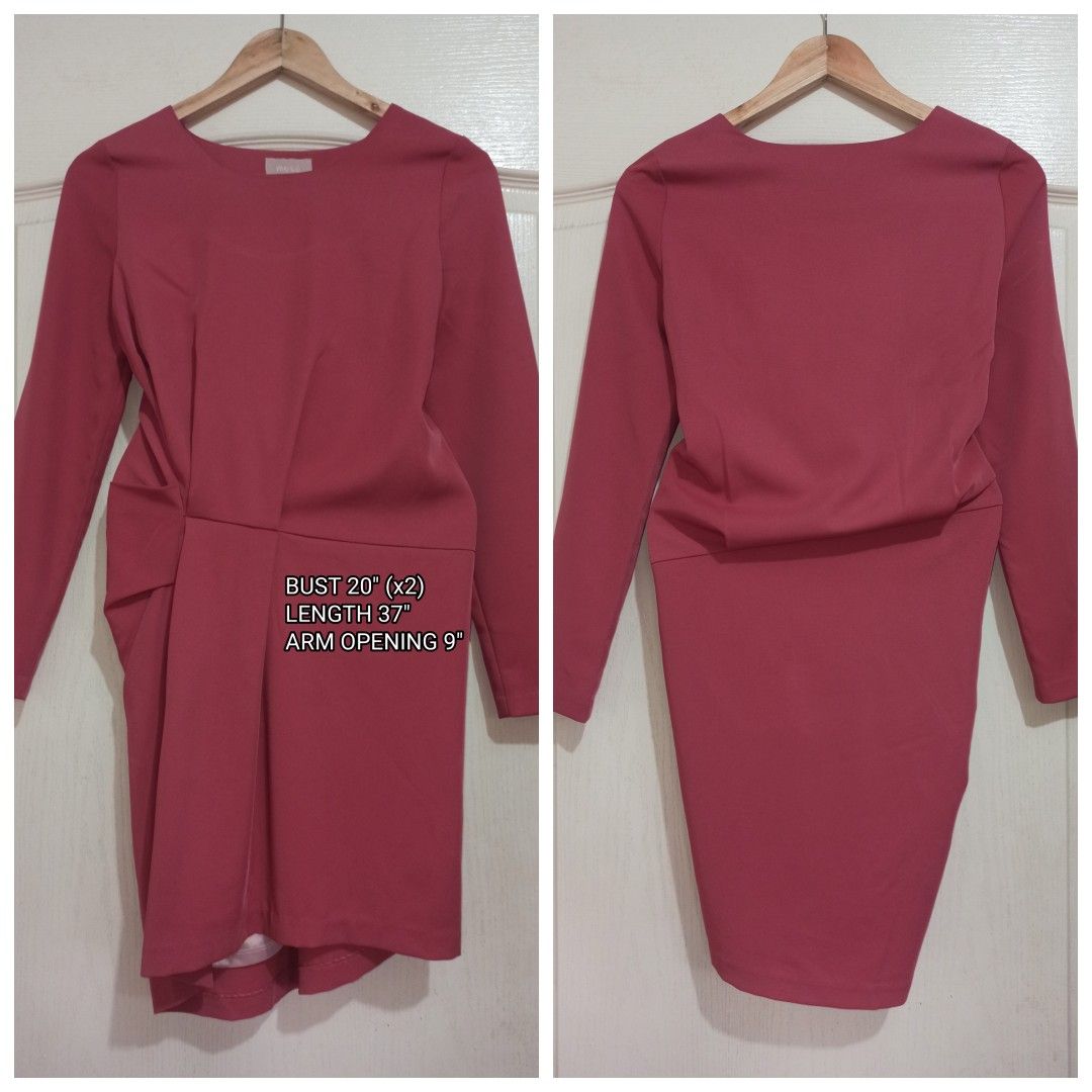 DARK OLD ROSE COLOR FORMAL DRESS - PRELOVED, Women's Fashion, Dresses ...