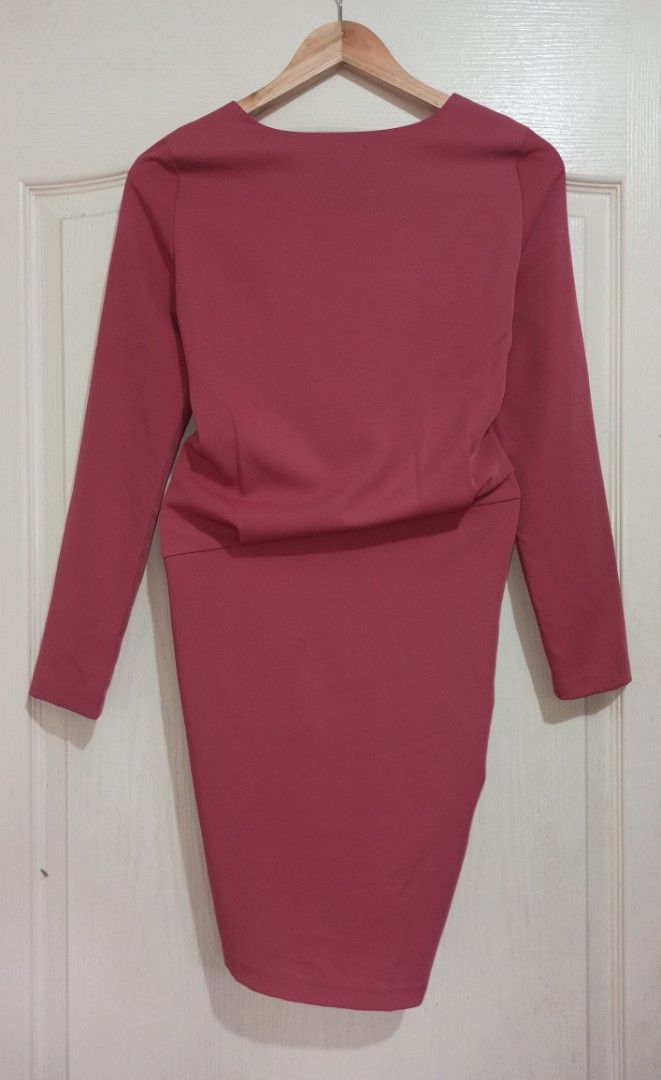 DARK OLD ROSE COLOR FORMAL DRESS - PRELOVED, Women's Fashion, Dresses ...