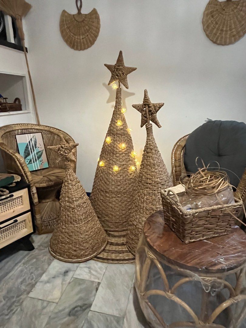 On hand NATIVE CHRISTMAS TREE SET of 3, Furniture & Home Living, Home ...