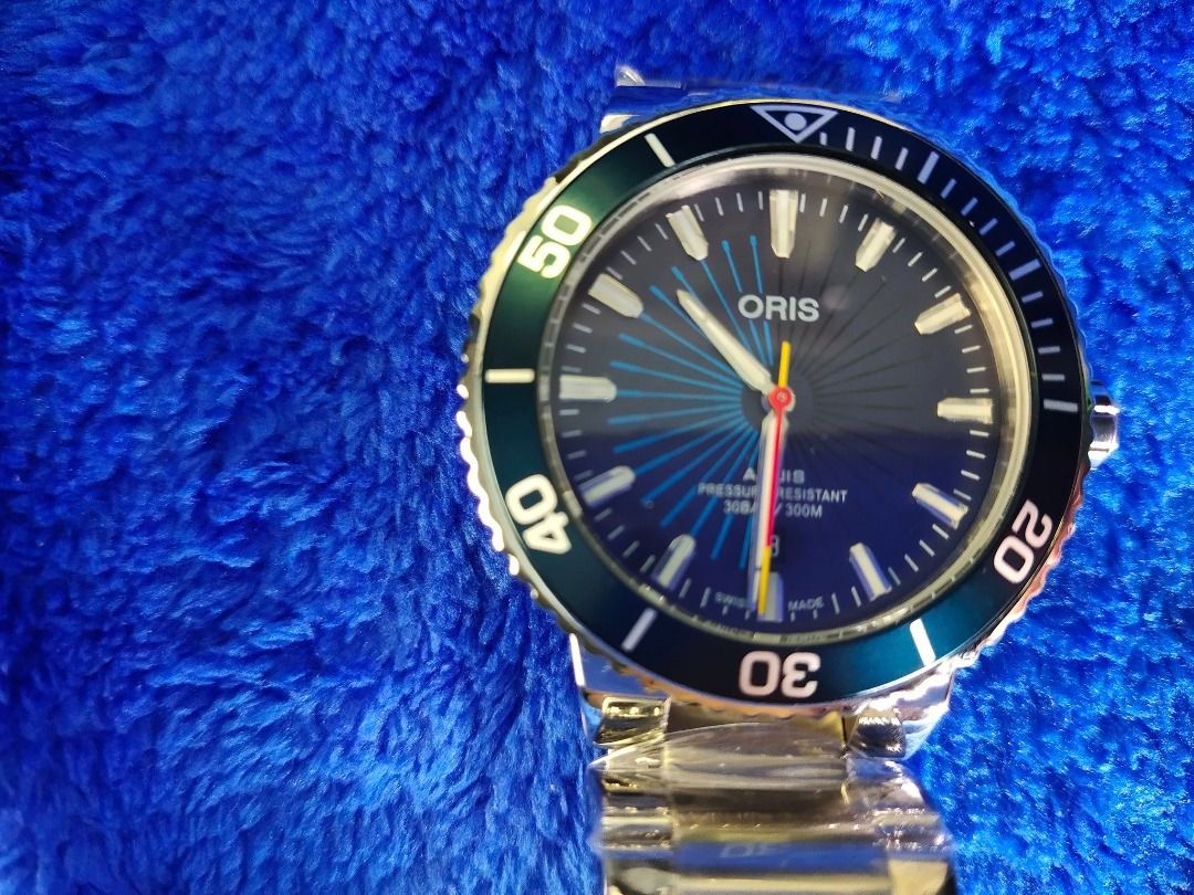 Oris Men's Automatic Wrist Watch 39-51753 41mm Blue Face Black Bezel ...