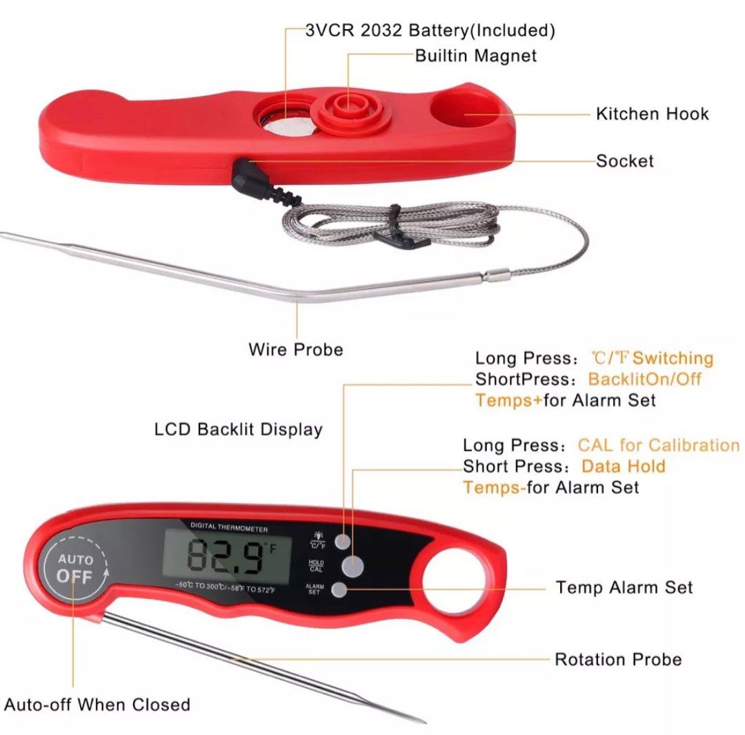 New Oven Meat Thermometer Dual Probes (300 C), TV & Home Appliances ...
