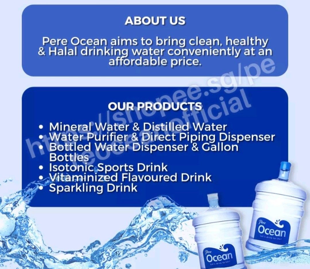 Pere Ocean Distilled Water 5.5L Halal, Food & Drinks, Beverages on ...