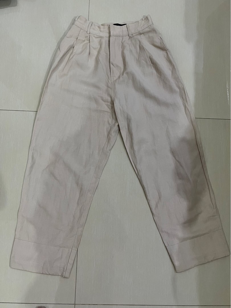 POMELO LINEN BASIC PANTS, Fesyen Wanita, Pakaian Wanita, Bawahan di Carousell