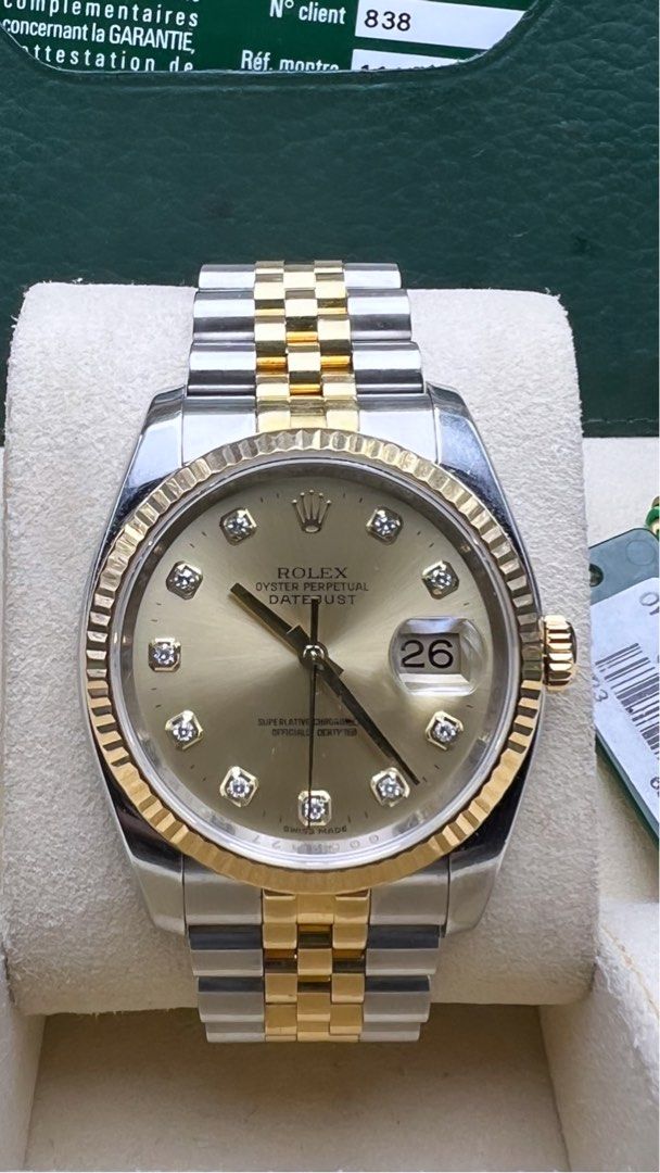 Rolex Datejust 36mm Super Jubilee Bracelet with Big Diamonds box and ...
