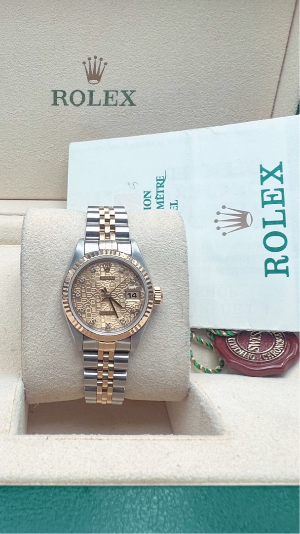 Rolex Datejust Ladies 26mm Champagne Computer Face with Diamonds Box ...