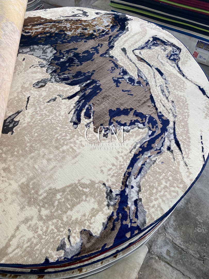 Round Turkey Carpet - Abstract Blue Color, Furniture & Home Living ...