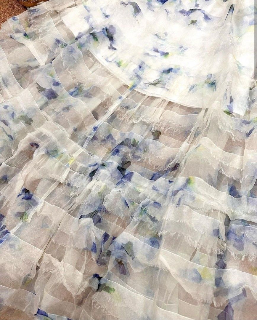 Ruffle layered long dress, Women's Fashion, Dresses & Sets, Evening ...