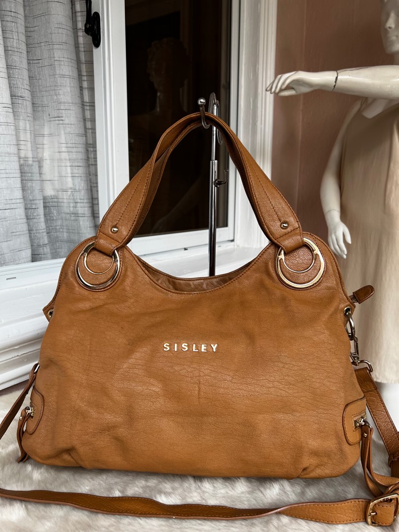 Sisley Paris 2-way Leather Shoulder Bag in Beige, Women's Fashion, Bags ...