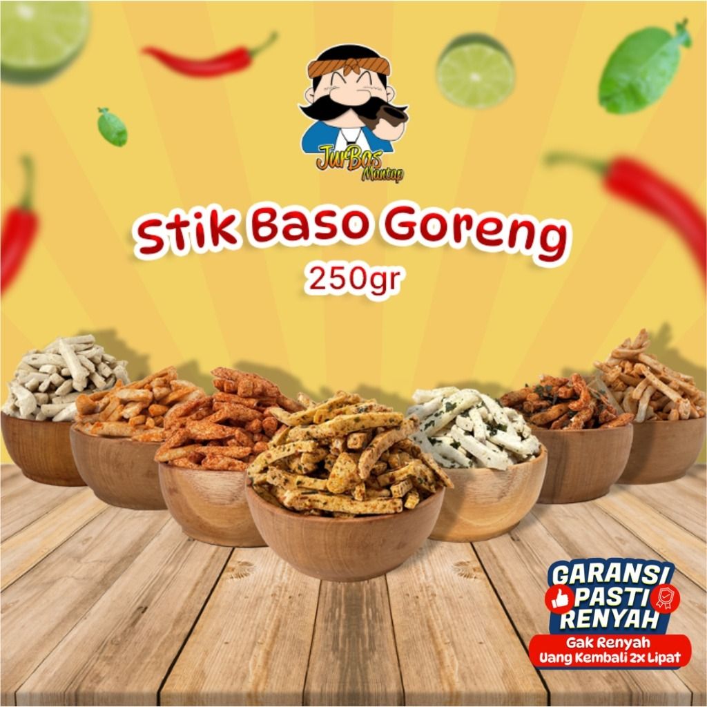 Stik Baso Goreng Balado/ Barbeque/ Pedas Jeruk/ Asin Jeruk 250g Juragan ...