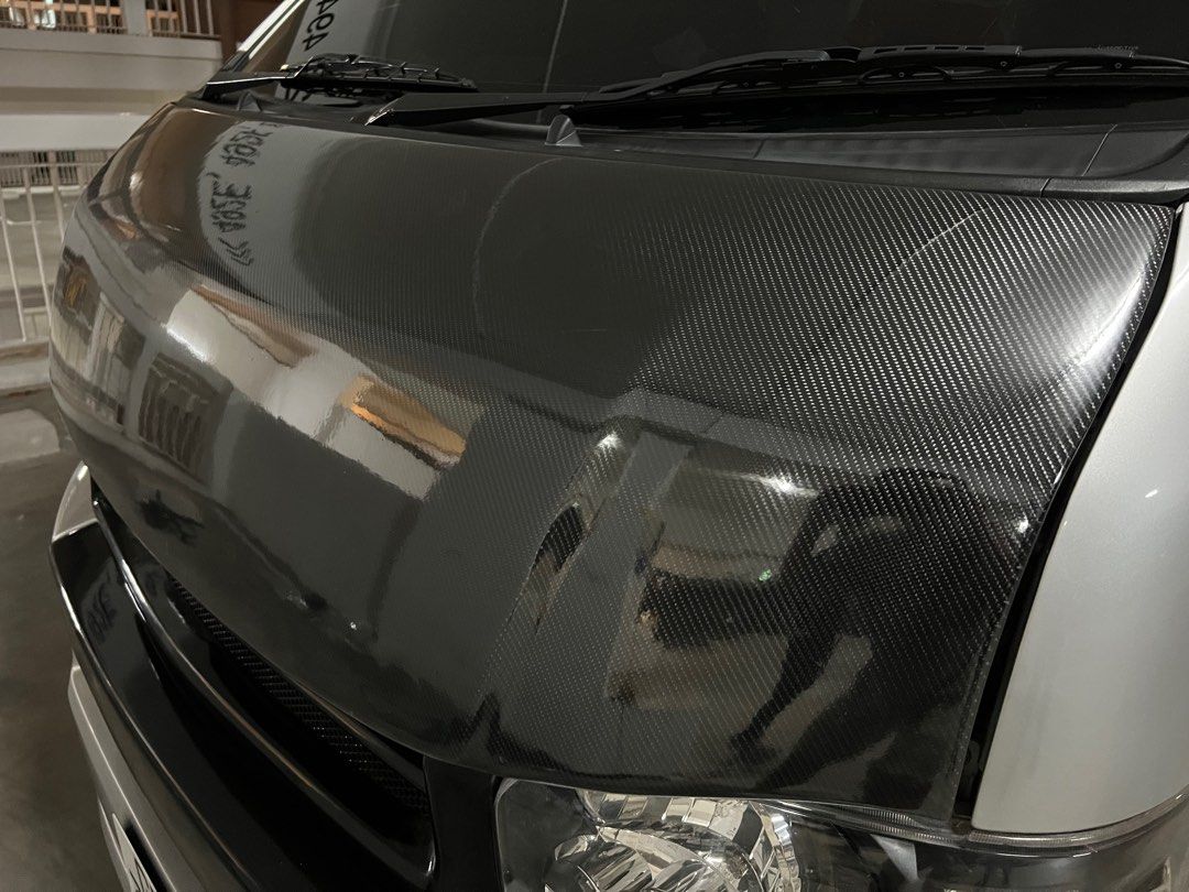 Toyota hiace bonnet wrap PET gloss carbon realistic 6D custom works ...