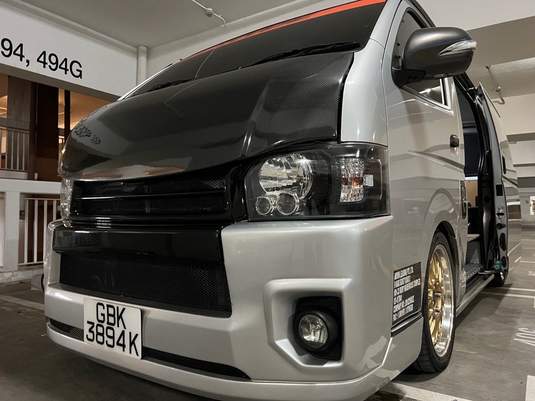 Toyota hiace bonnet wrap PET gloss carbon realistic 6D custom works ...