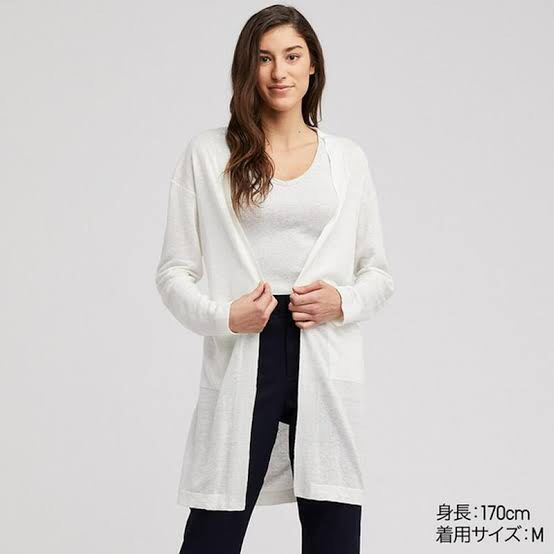 UNIQLO linen blend long cardigan, Women's Fashion, Coats, Jackets and ...