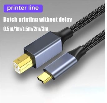 USB Type C to Type B Printer Braided Cable 1m Laptop to USB Type B ...