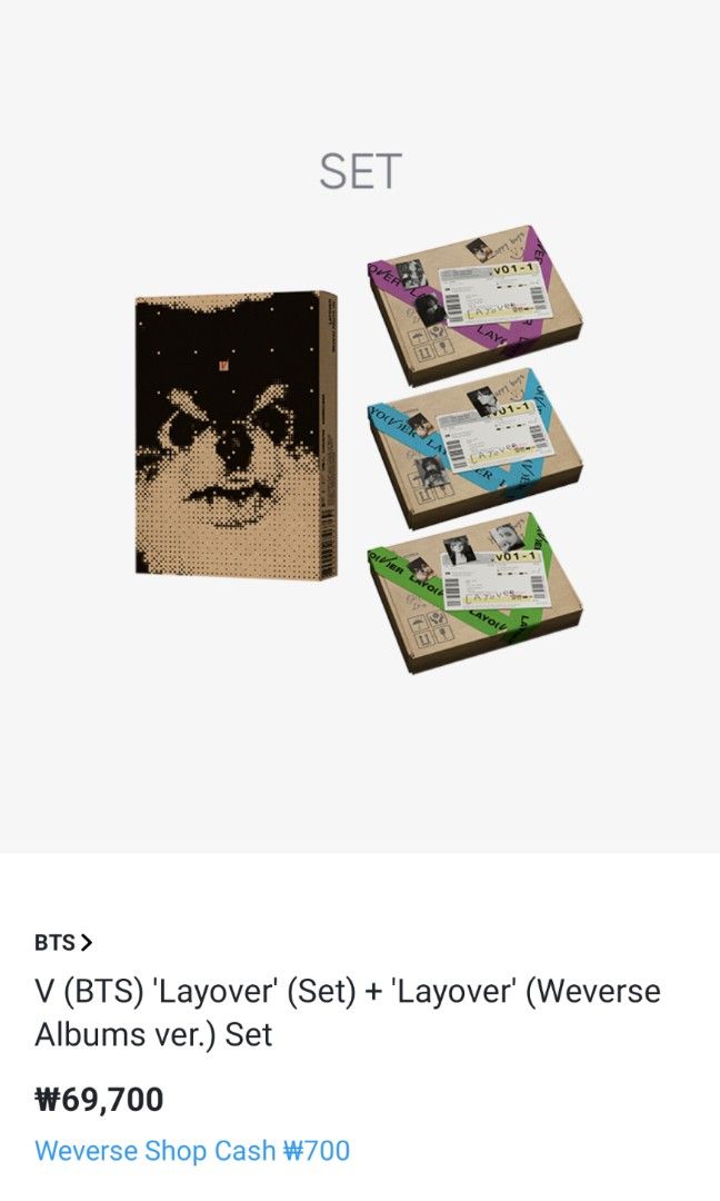 V (BTS) 'Layover' (3 sets + weverse album ver.) Set, Hobbies & Toys ...