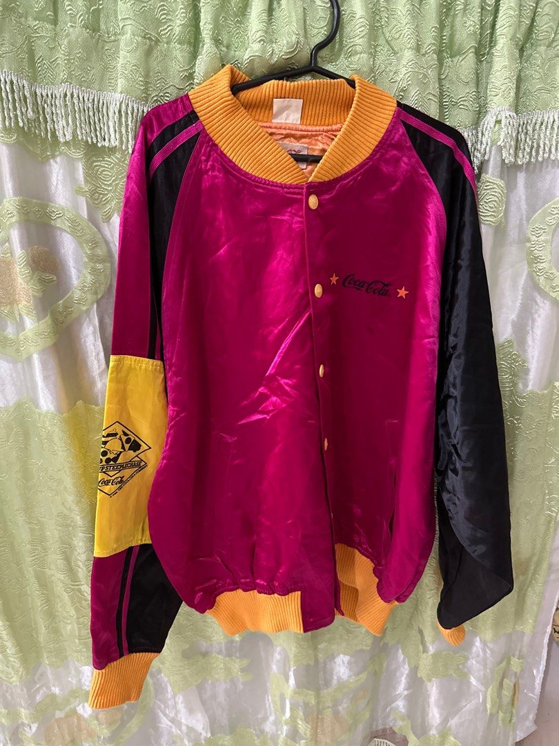 Vintage 1986 Coca Cola Gold Cup Steeplechase Satin Bomber Jacket Size ...