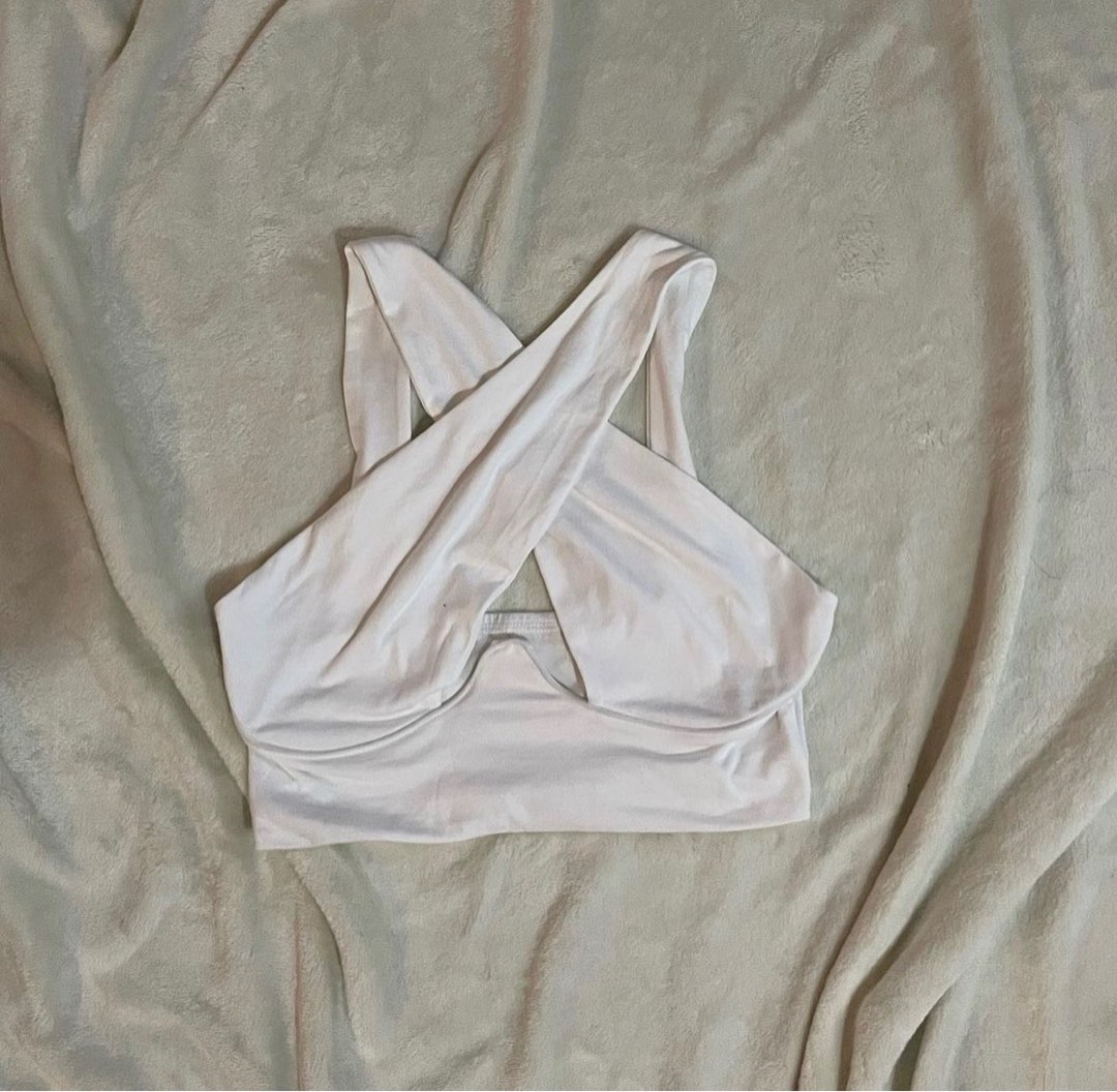 White Cross Top, Women's Fashion, Tops, Sleeveless on Carousell