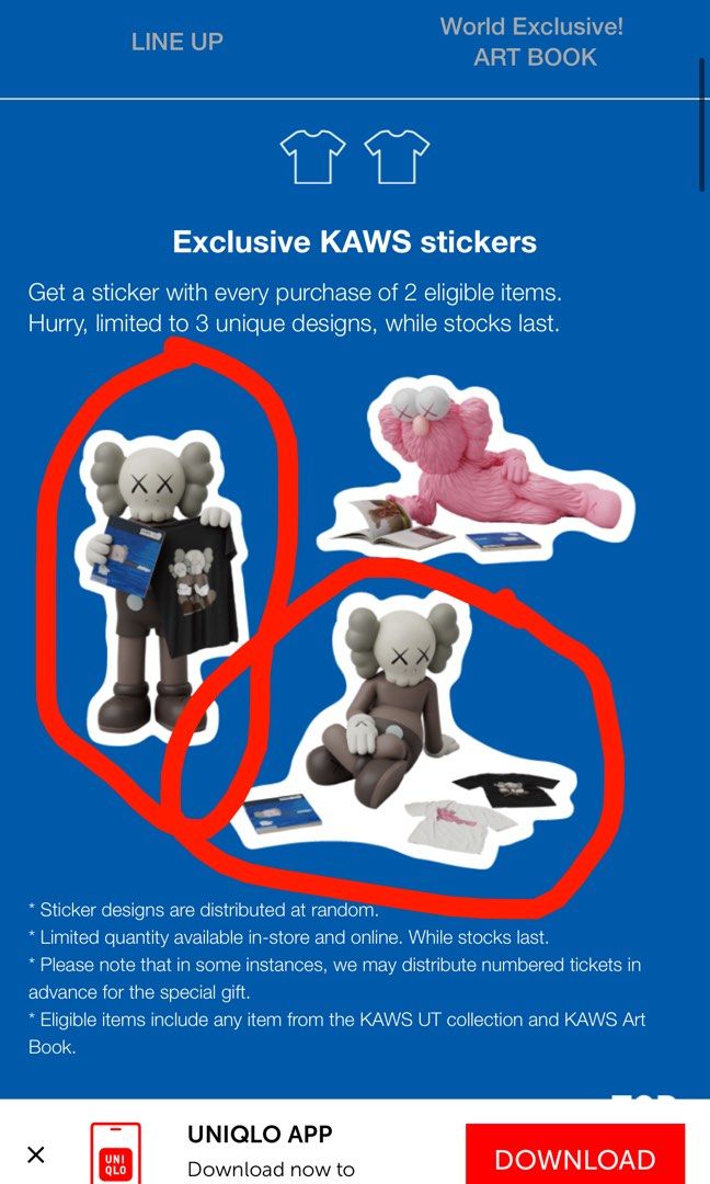 WTT Kaws x Uniqlo Sticker, Hobbies & Toys, Memorabilia & Collectibles ...