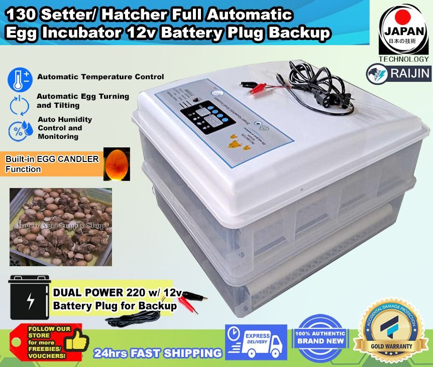 20-180 egg incubator full auto with 12v battery plug DUAL power BNEW ...