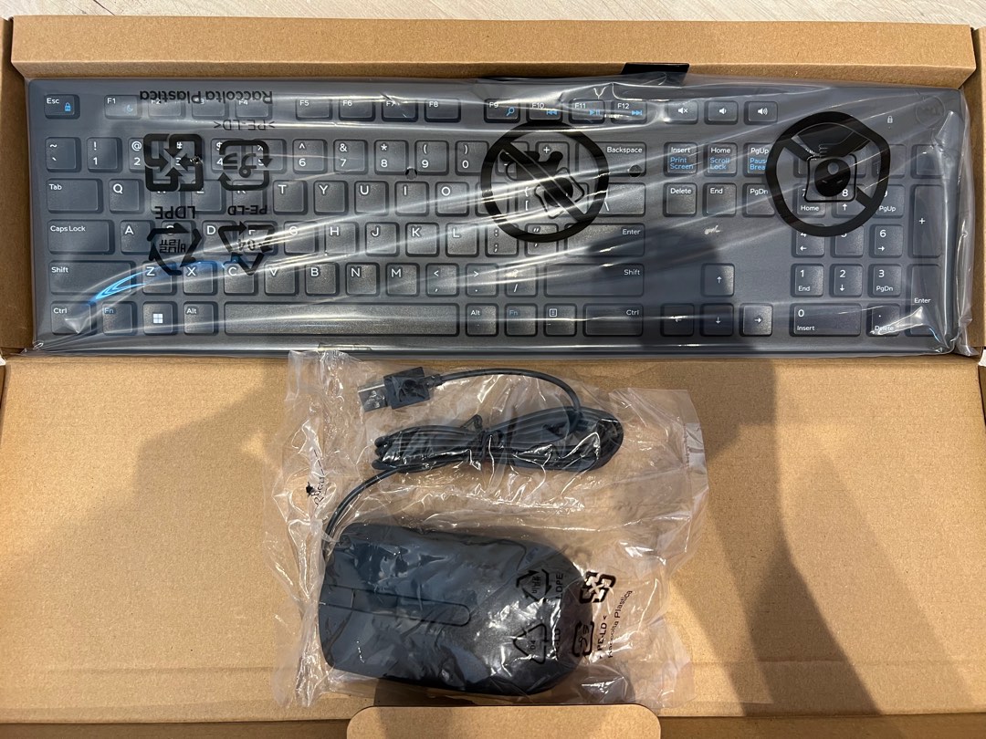 全新 Dell 有線keyboard and mouse 滑鼠 鍵盤, 電腦＆科技, 電腦周邊及配件, 電腦鍵盤及相關產品 - Carousell