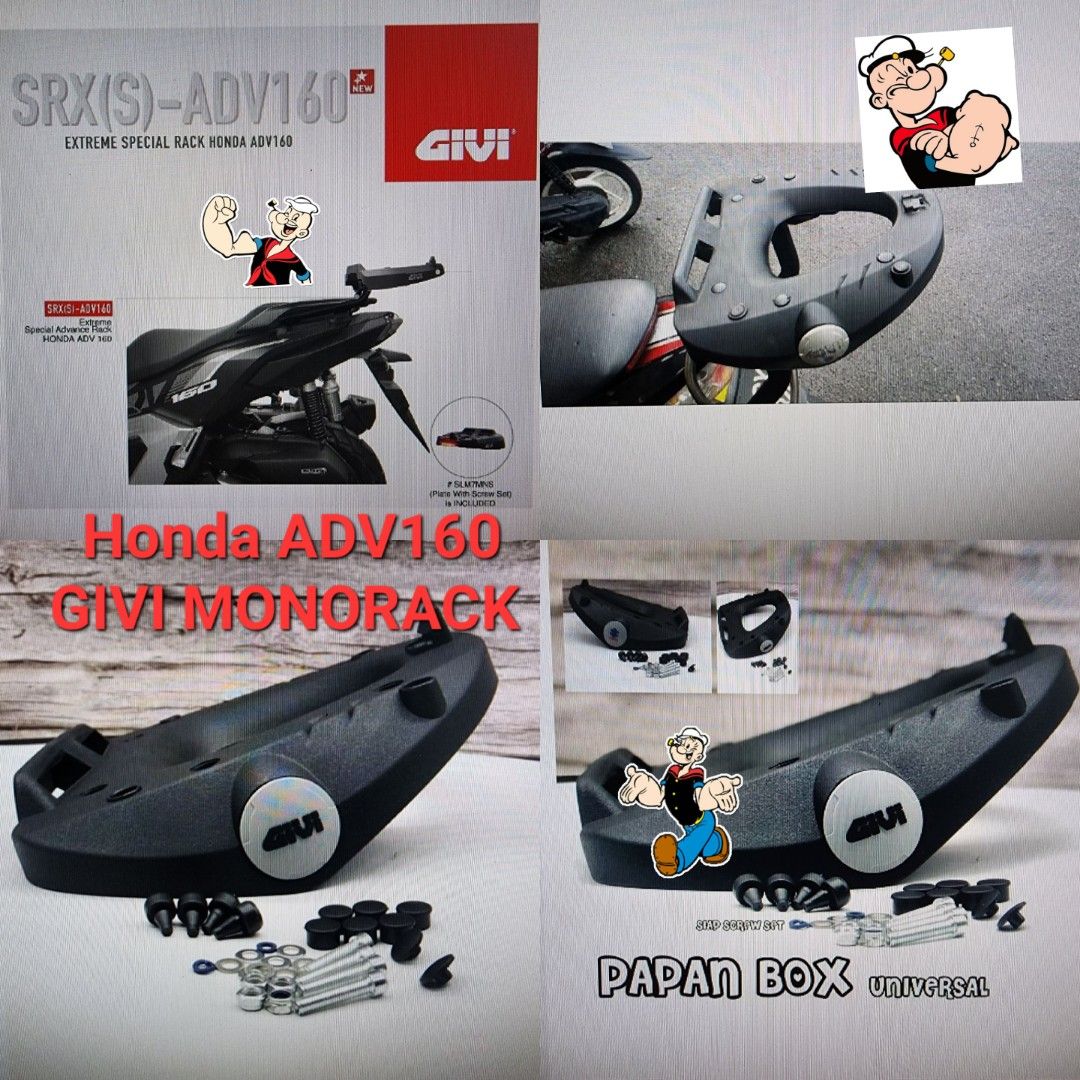 GIVI HONDA ADV ADV160 NEW SPECIAL RACK MONORACK ADVANCE BLACK GIVI 100% ...