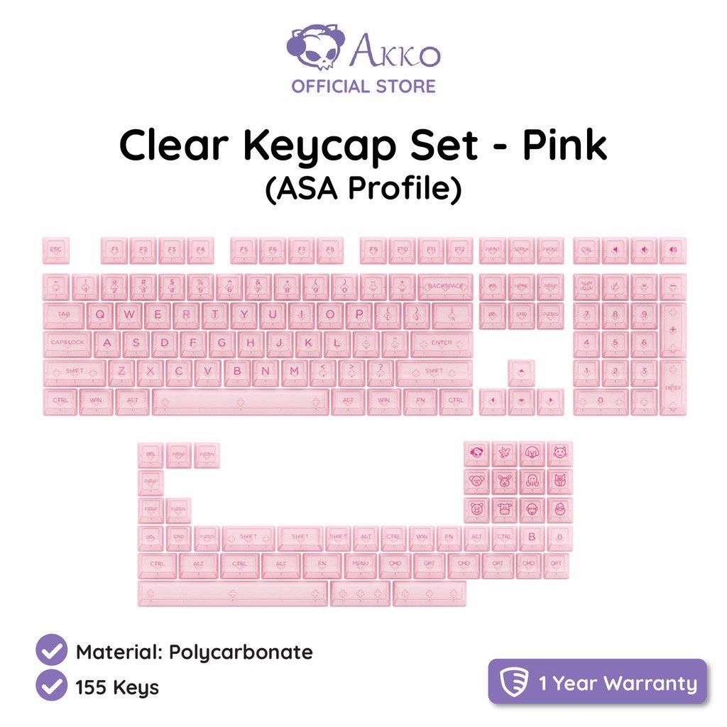 AKKO Clear Transparent Keycap Sets - ASA Profile 155 Keys, Computers ...