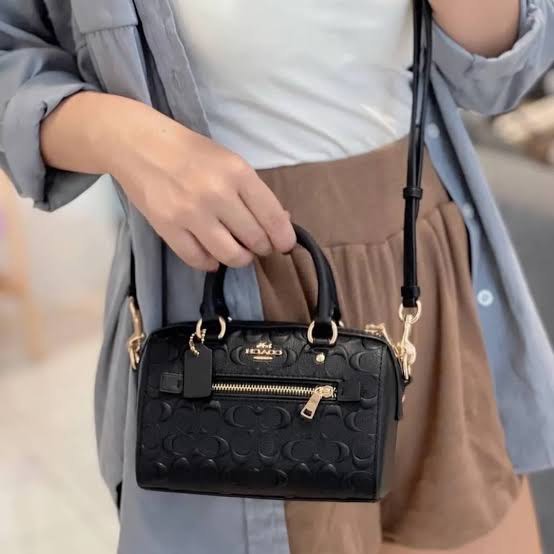 Authentic Coach Mini Rowan Signature Leather Black, Luxury, Bags ...