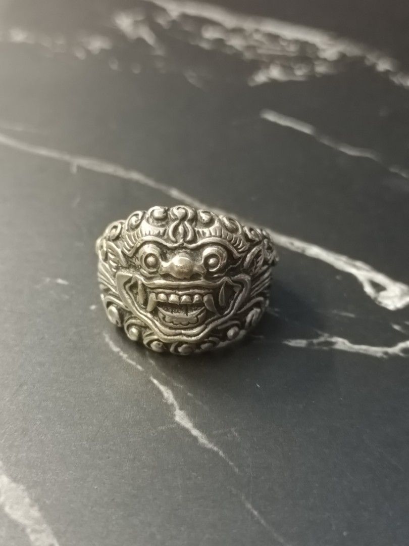 Balinese , Barong God , silver plated ring sz 8, Women's Fashion ...